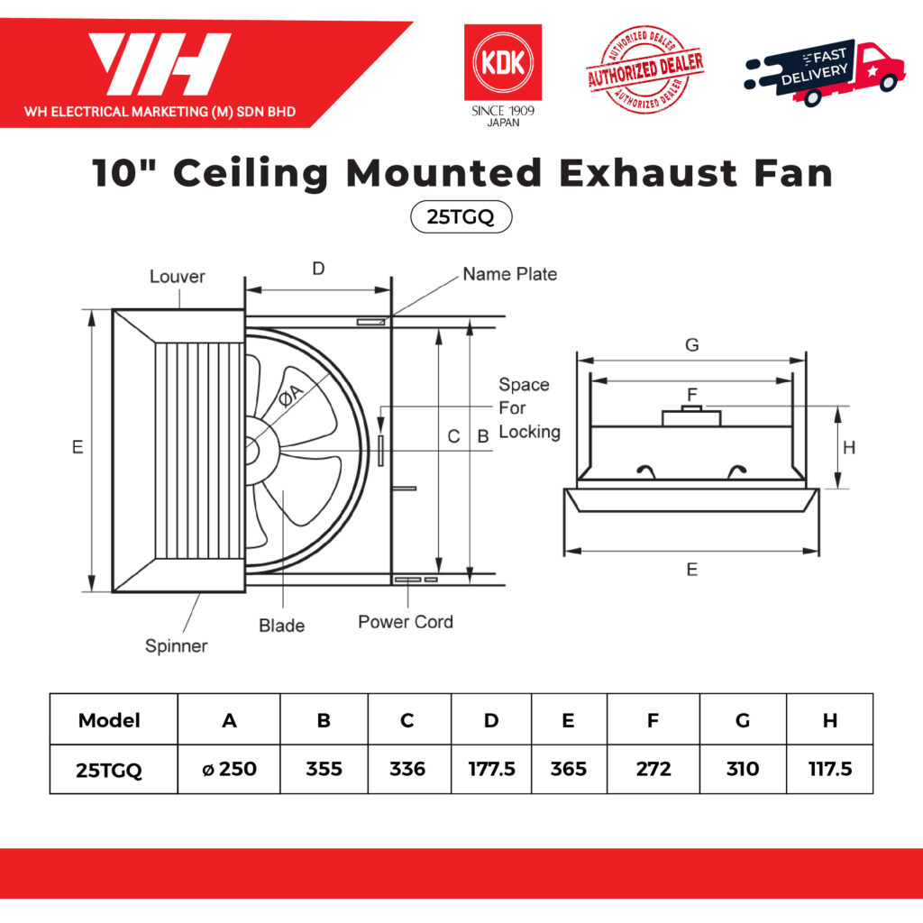 KDK 25TGQ 10″ CEILING EXHAUST FAN - whgrouponline.com